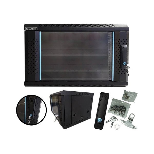 GLINK GC6U(45CM) BL Wall Rack 6U (60x45x37cm) Black Removable side ...