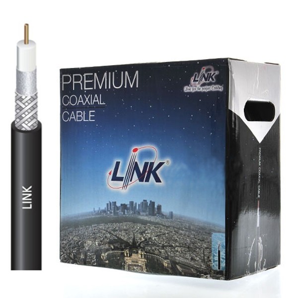 LINK CB-0106A-1 (CB-0106S-1) RG 6/U Cable Black Jacket, 95% Shield ...